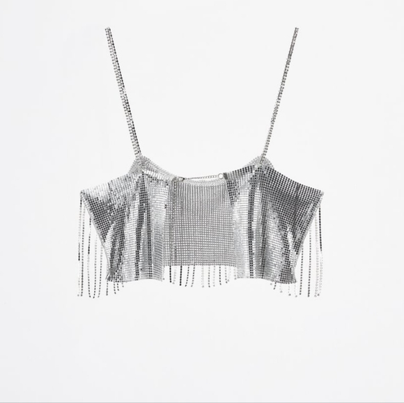 Zara | Tops | Zara Rhinestone Fringe Crop Top | Poshmark